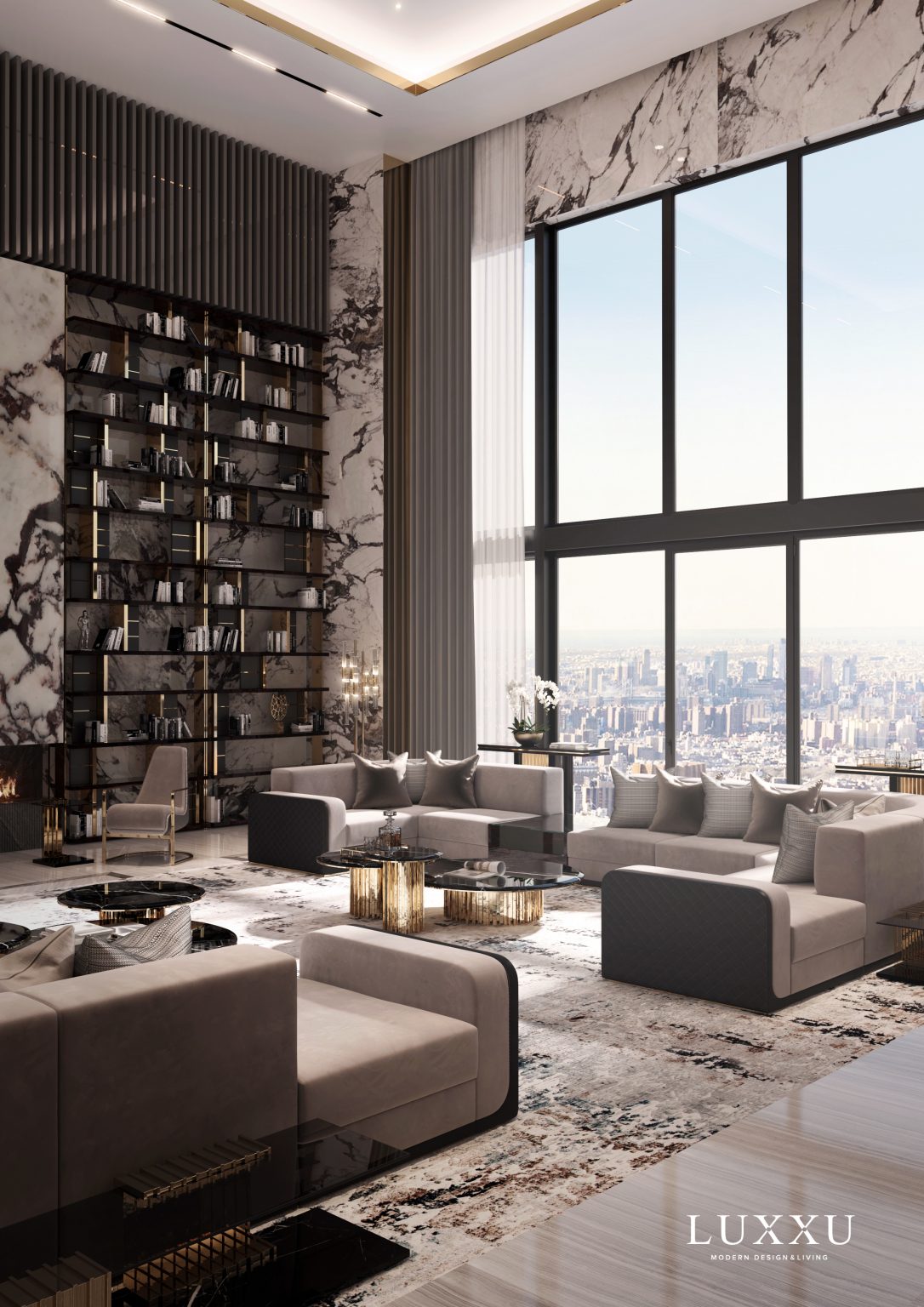 Modern Living Design - A High-End Living Room By Luxxu